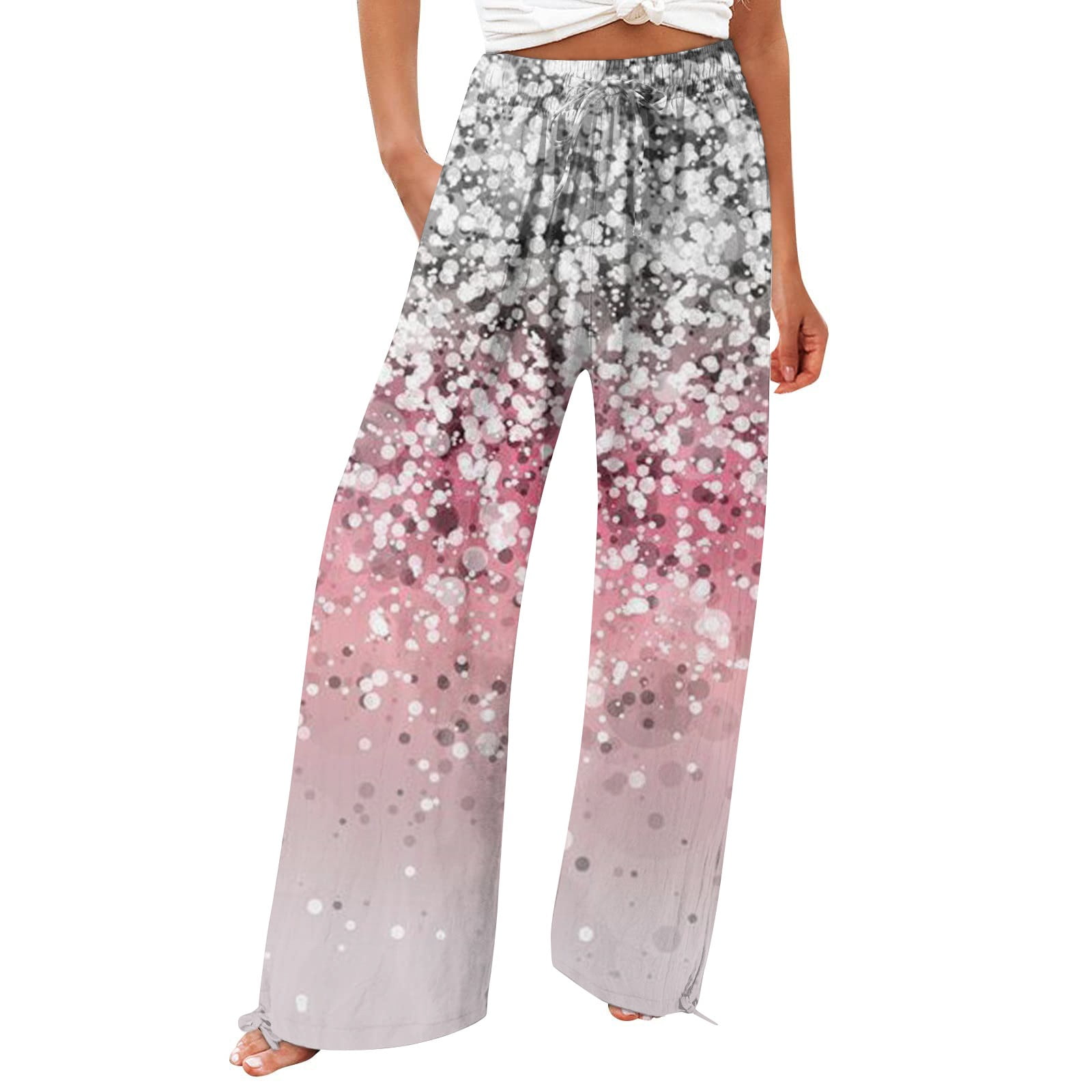 Paaisye Cotton Linen Palazzo Pants For Women Beach Trendy Pant Floral