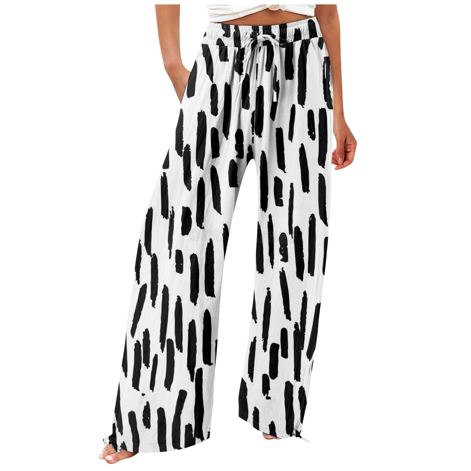 Paaisye Cotton Linen Palazzo Pants For Women Summer Casual Long Pant
