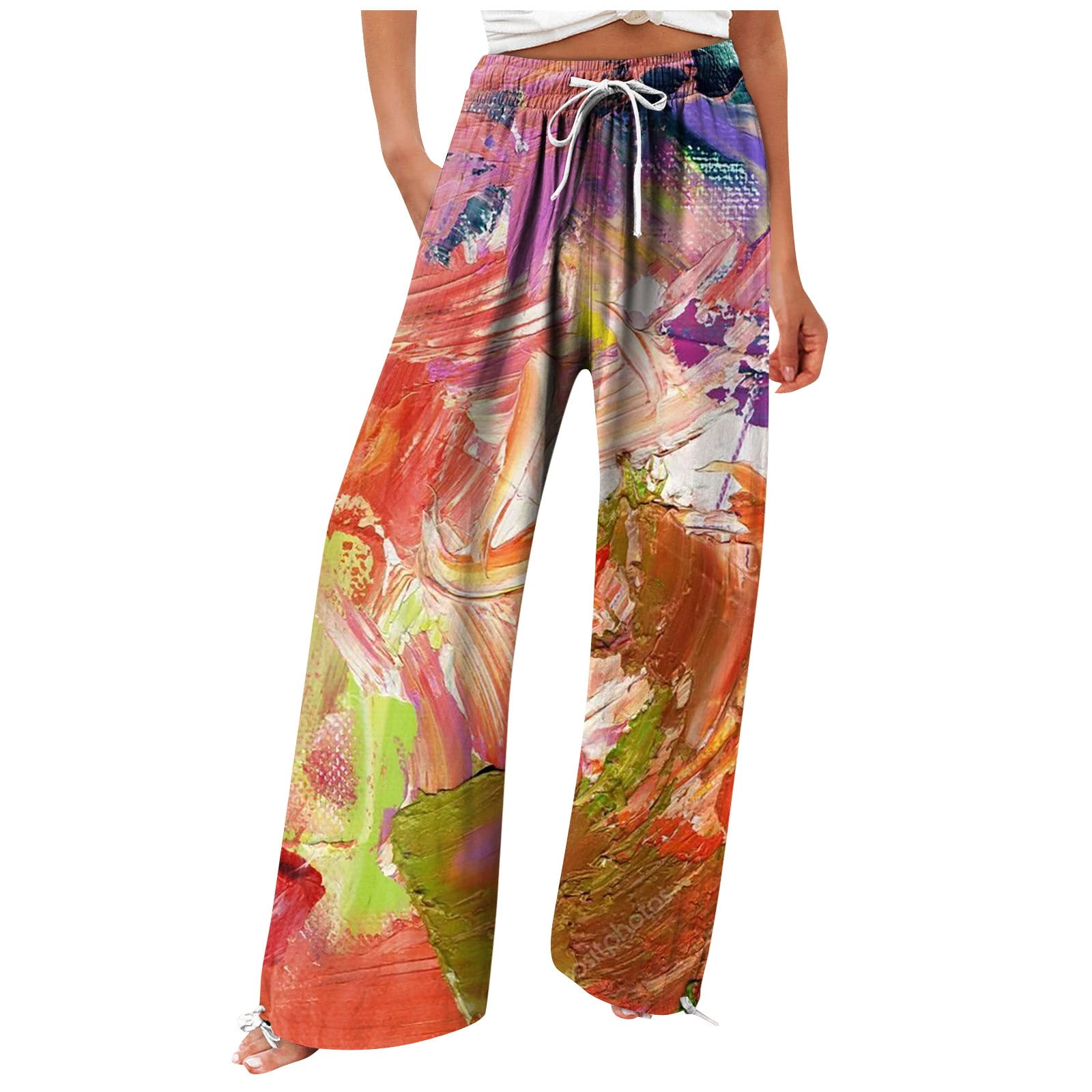 Paaisye Cotton Linen Palazzo Pants For Women Summer Trendy Long Pant