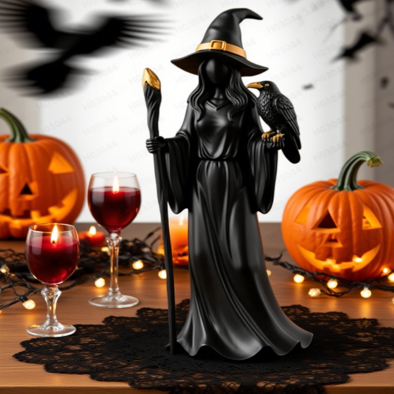 Paaisye Gothic Halloween Decor with Pointed Hat: Witch Statue with ...