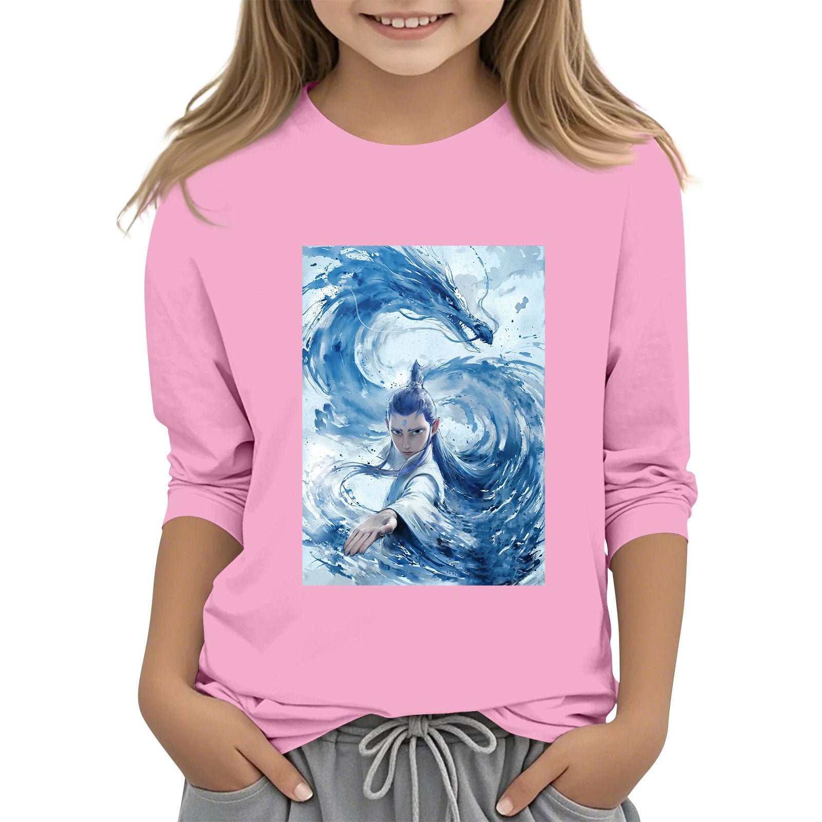 Paaisye Kids Anime Cosplay Shirt 3/4 Sleeve Nezha2 Shirts for Girls ...