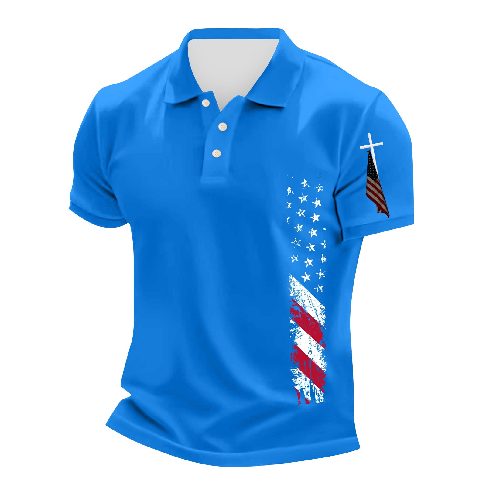 Paaisye Men's Flag Golf Polo Shirts 4th Of July Usa Flag Patriotic ...