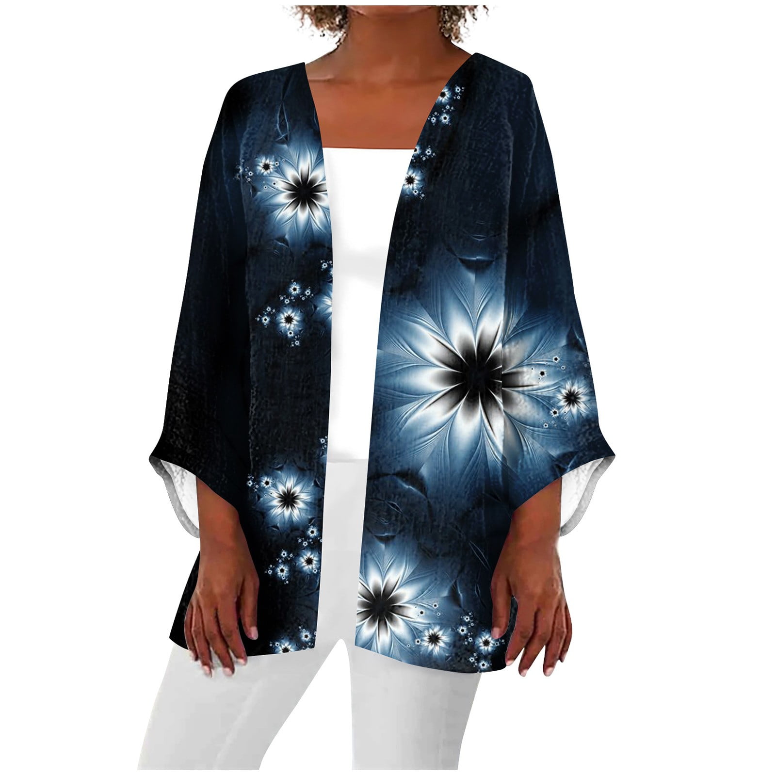 Paaisye Spring Cardigans For Women 2024 Lightweight Boho Open Front Cardigan Three Quarter