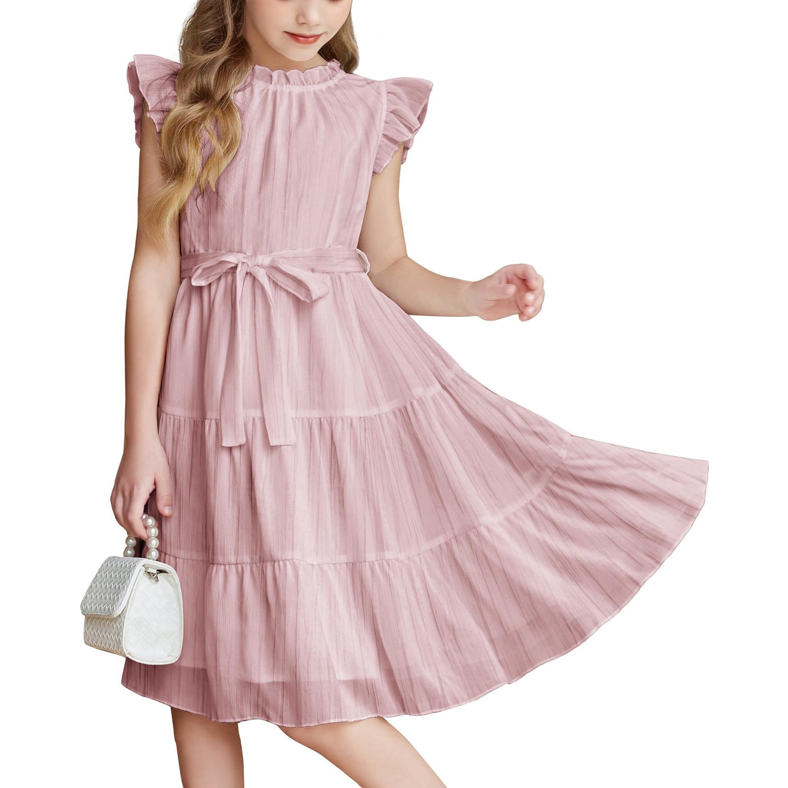 Paaisye Tween Girls Dresses 2025 Trendy Ruffle Sleeve Summer Dress Mesh ...