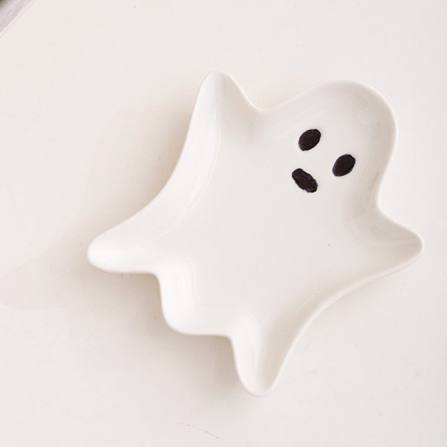 Paaisye White Ghost Plates Halloween Party Tableware - Reusable Tray ...
