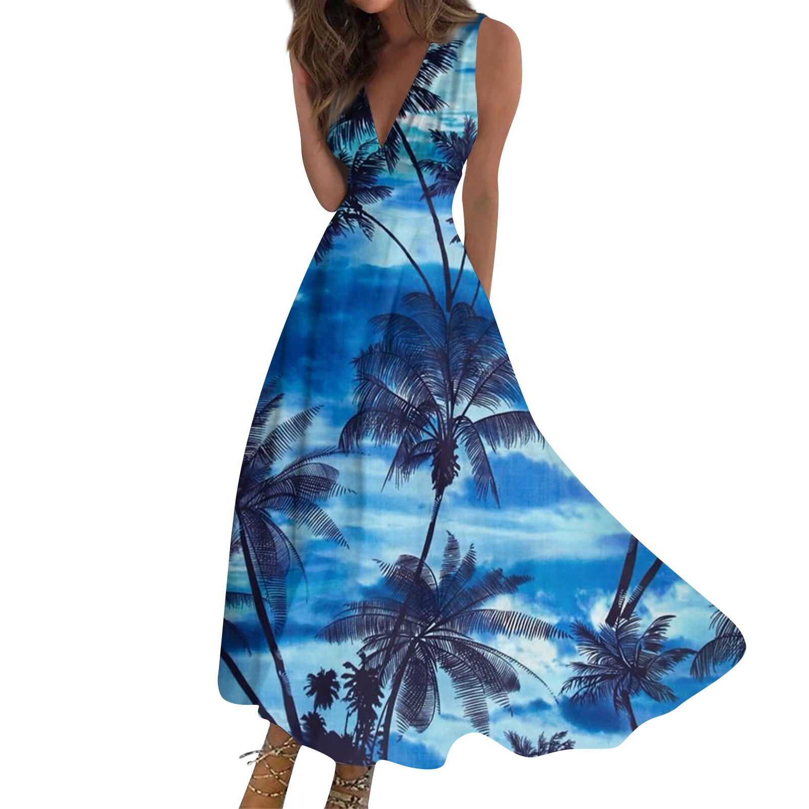 Paaisye Womens Spring Dresses 2024 Sexy Sleeveless Wrap V Neck Outdoor