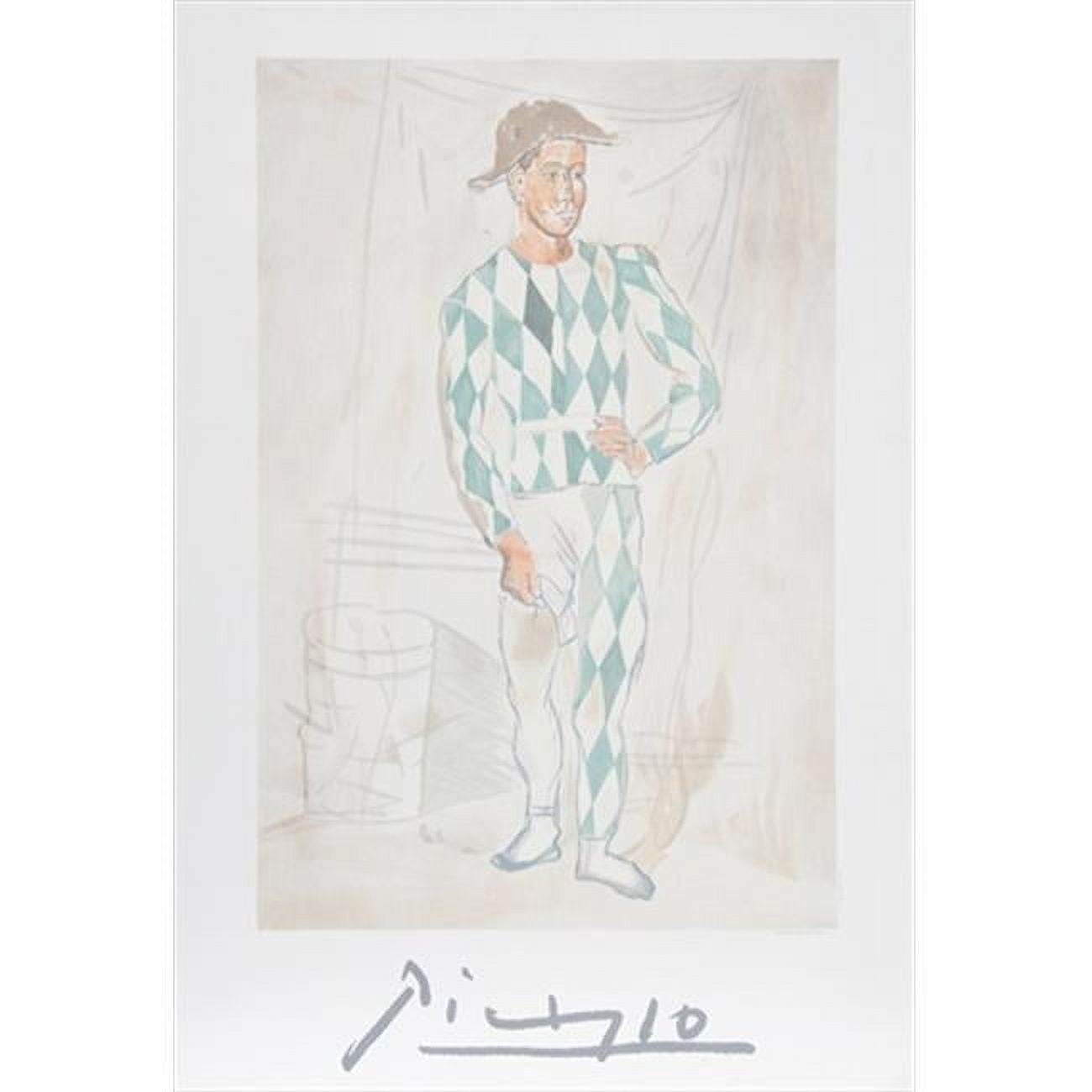 Pablo Picasso 2076 Arlequin en pied- Lithograph on Paper 29 In. x 22 In ...