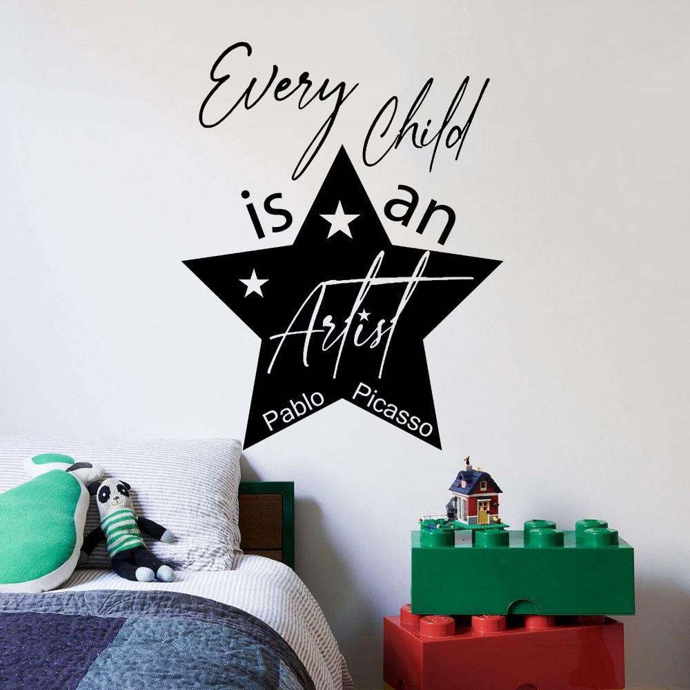 Pablo Picasso Every Child Is An Artist Quote Star Vinyl Wall Art Wall ...