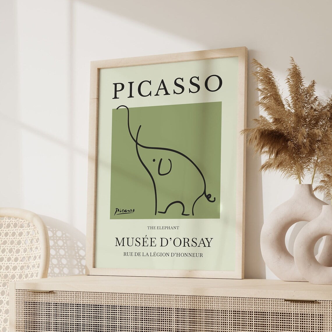 Pablo Picasso Poster, Picasso Sage Green Elephant Print, Mid Century ...
