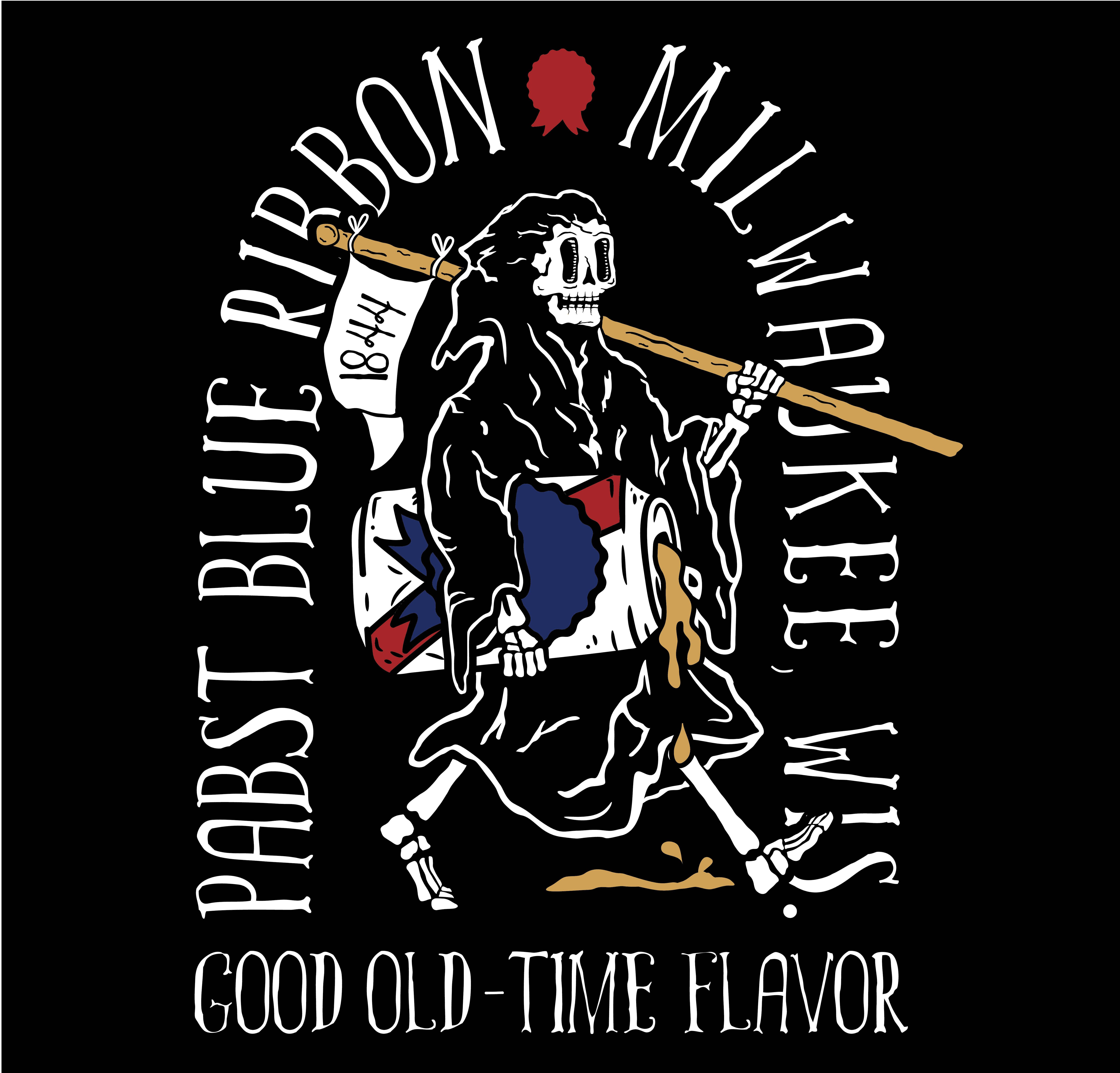 Pabst Blue Ribbon Bumper Car Sticker Set - Grim Reaper Carrying Beer ...