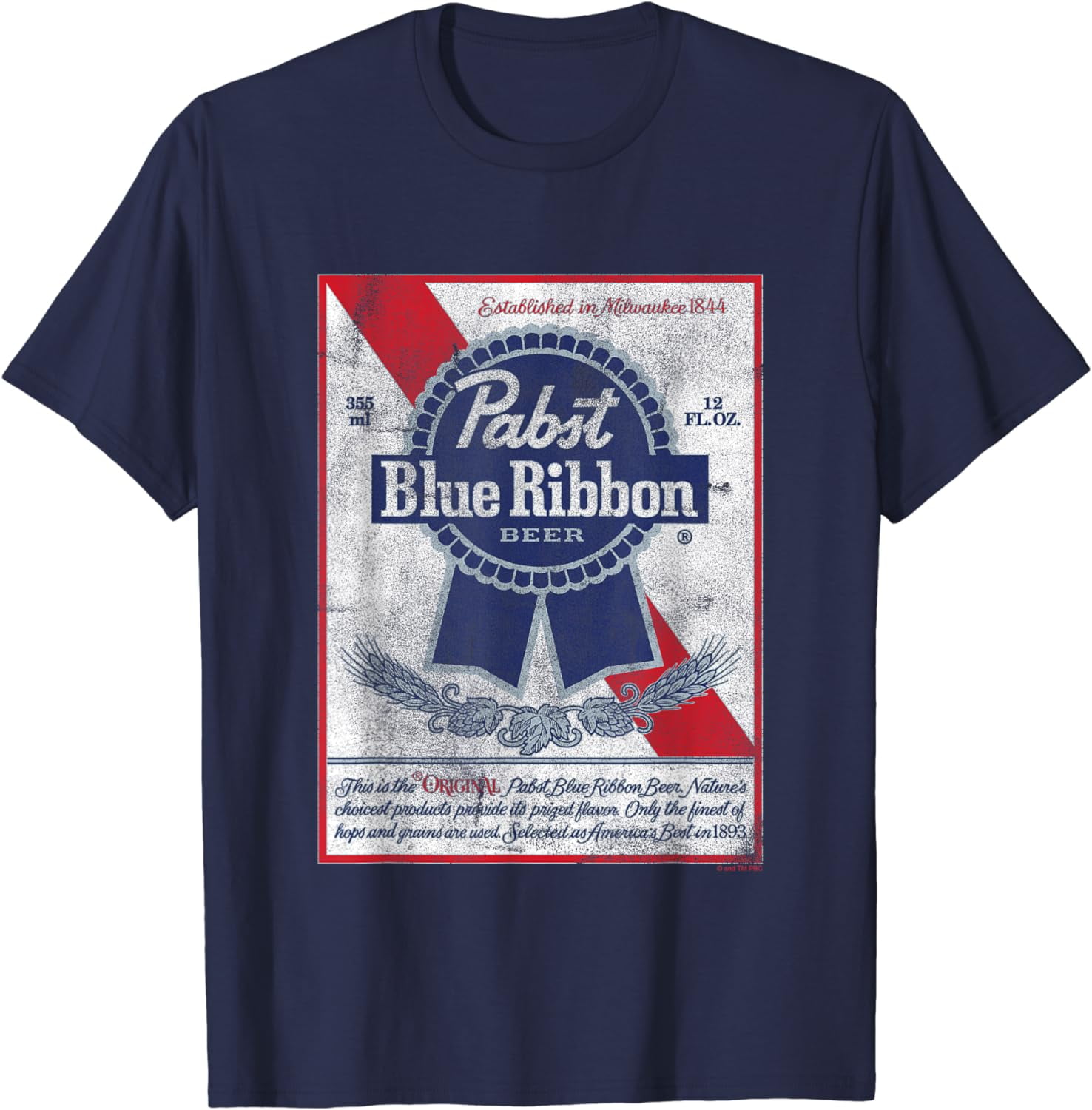 Pabst Blue Ribbon Distressed Beer Can Original Label T-Shirt - Walmart.com