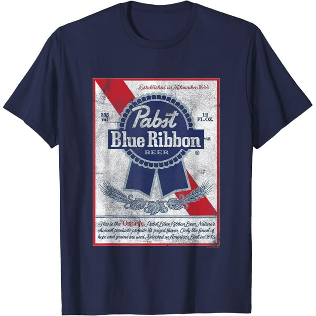 Pabst Blue Ribbon Distressed Beer Can Original Label T-Shirt - Walmart.com