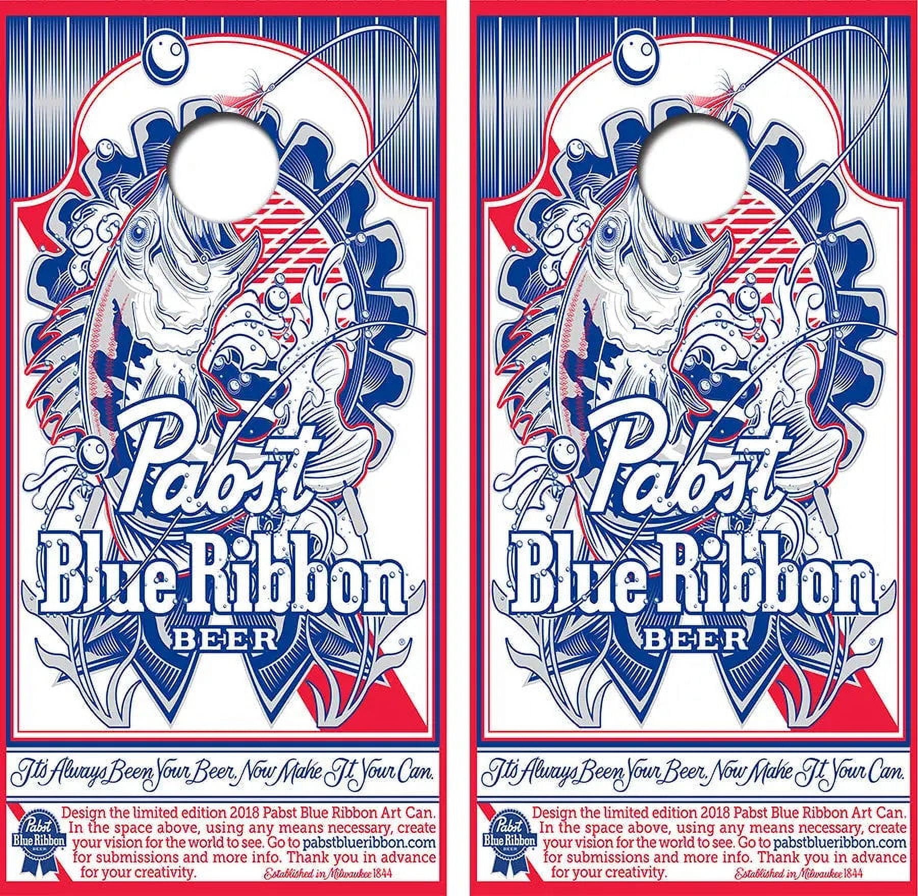 Pabst Blue Ribbon Fishing Cornhole Wood Board Skin Wraps FREE LAMINATE ...