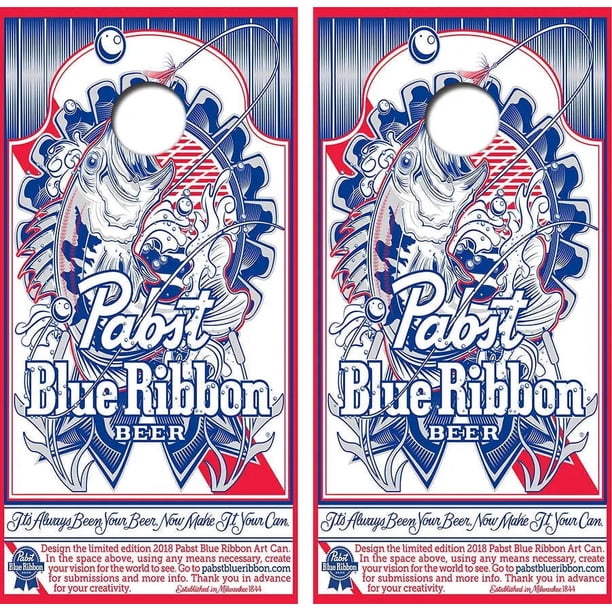 Pabst Blue Ribbon Fishing Cornhole Wood Board Skin Wraps FREE LAMINATE ...