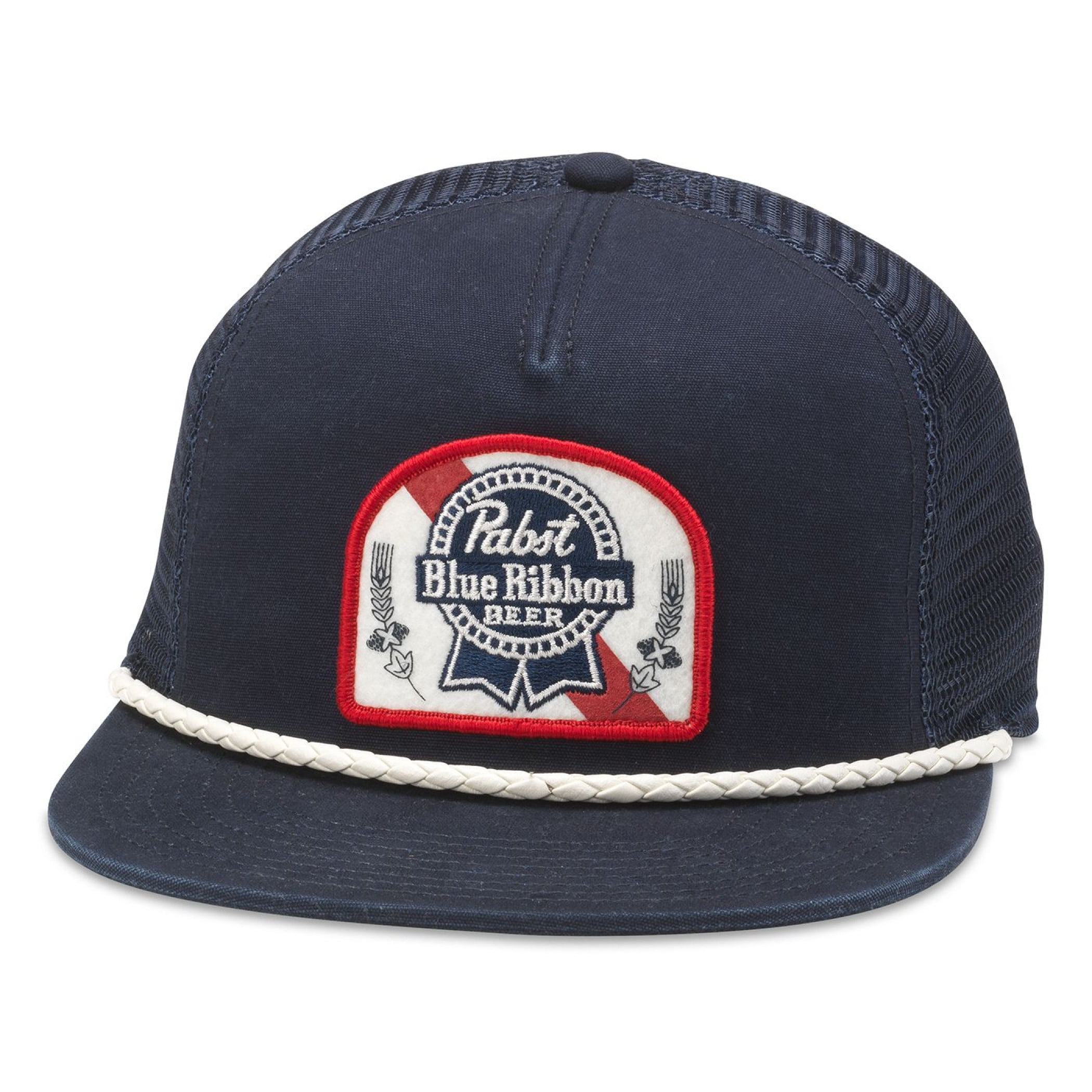 Pabst Blue Ribbon Logo Flat Bill Adjustable Snapback Trucker Hat ...