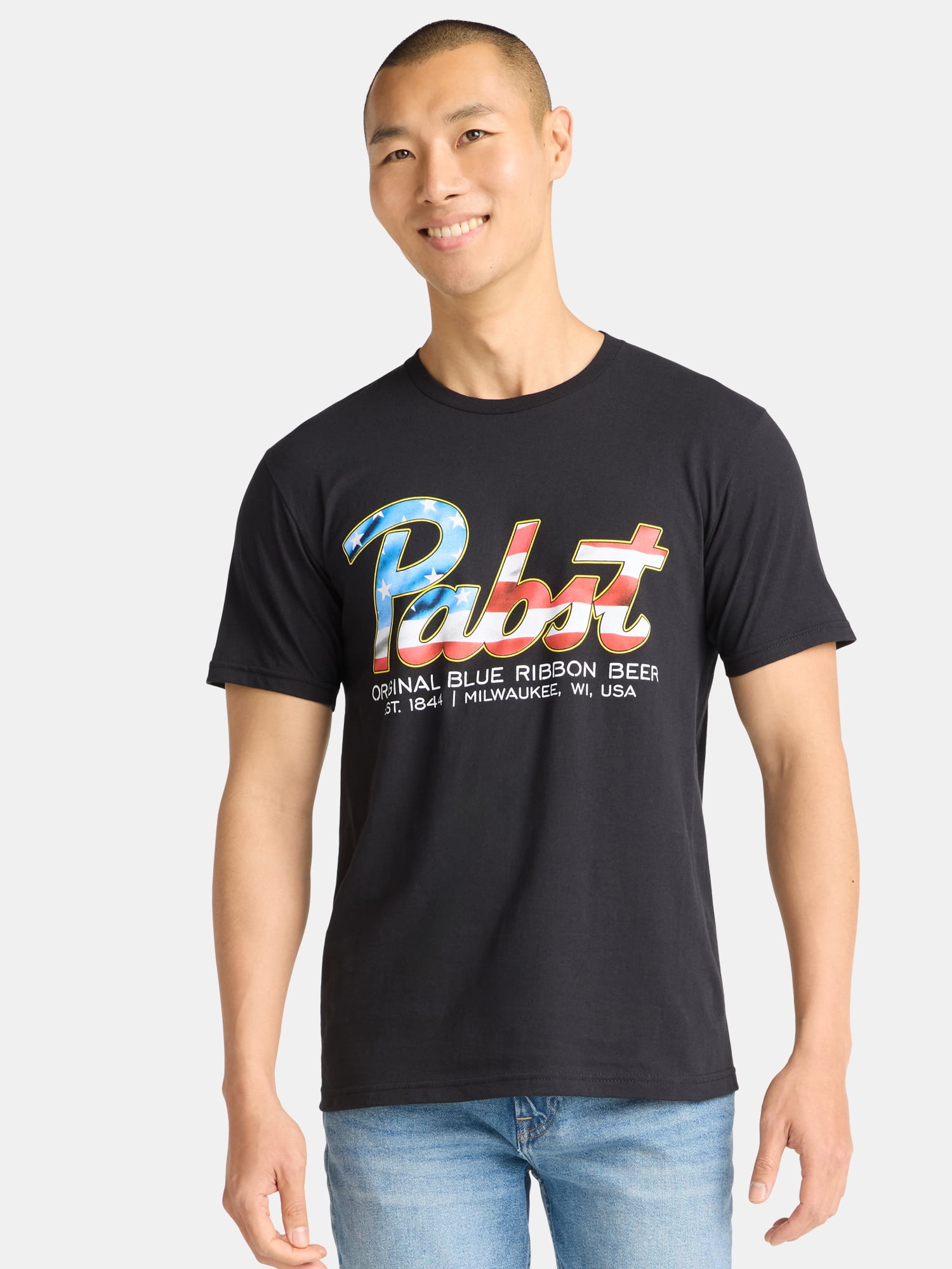 Pabst Blue Ribbon, Men's & Big Men's Graphic T-Shirt, Patriotic PBR ...
