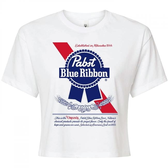 Pabst Blue Ribbon - PBR 859269-xlarge Logo Crop Top T-Shirt for Womens ...