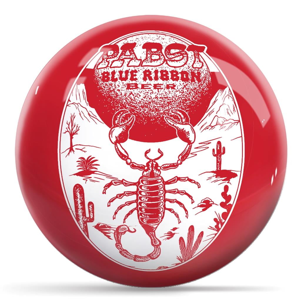 Pabst Blue Ribbon Scorpion Bowling Ball - Red with White Logo 12lbs ...