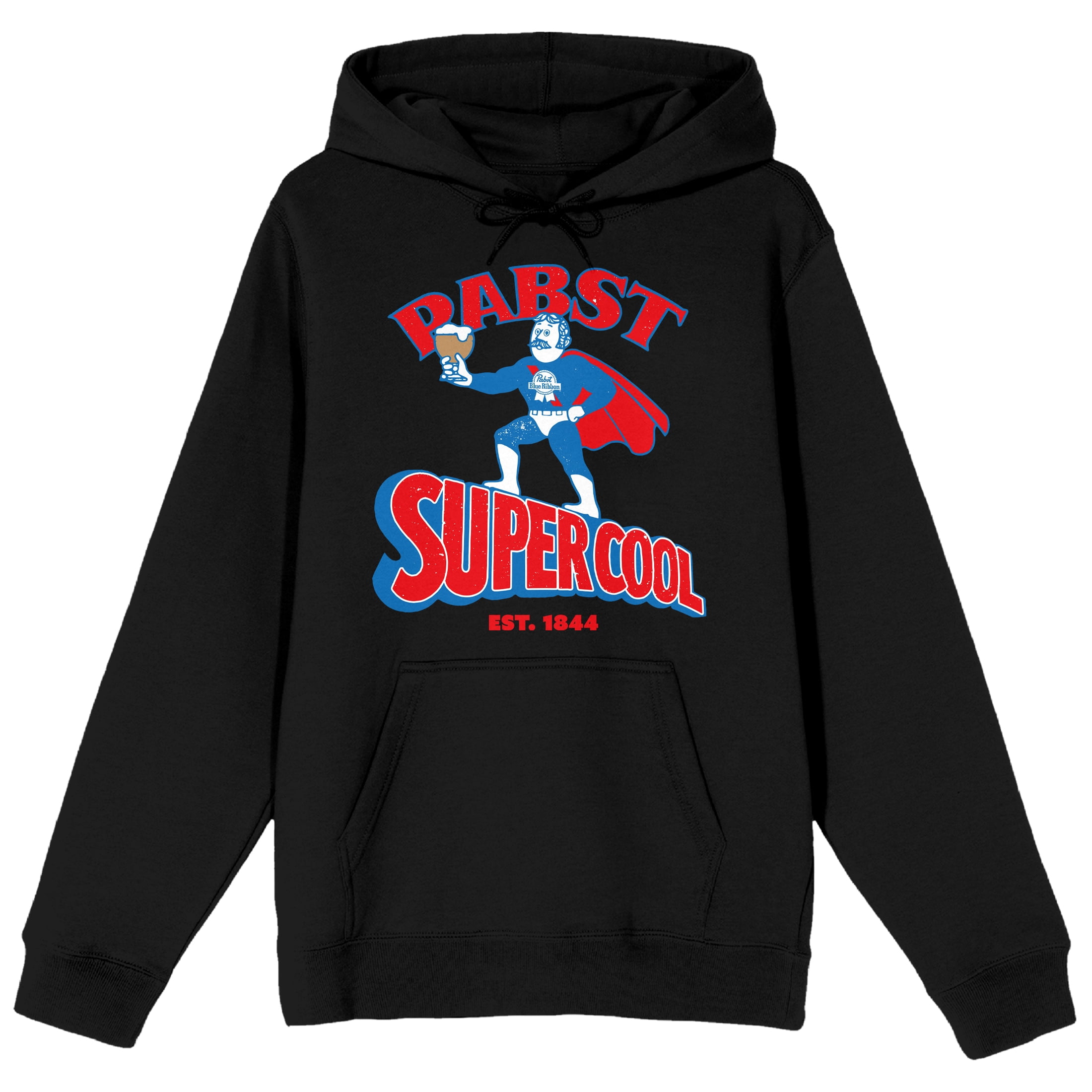 Pabst Blue Ribbon Super Bartender Word Logo Est 1844 Men's Black Hoodie ...