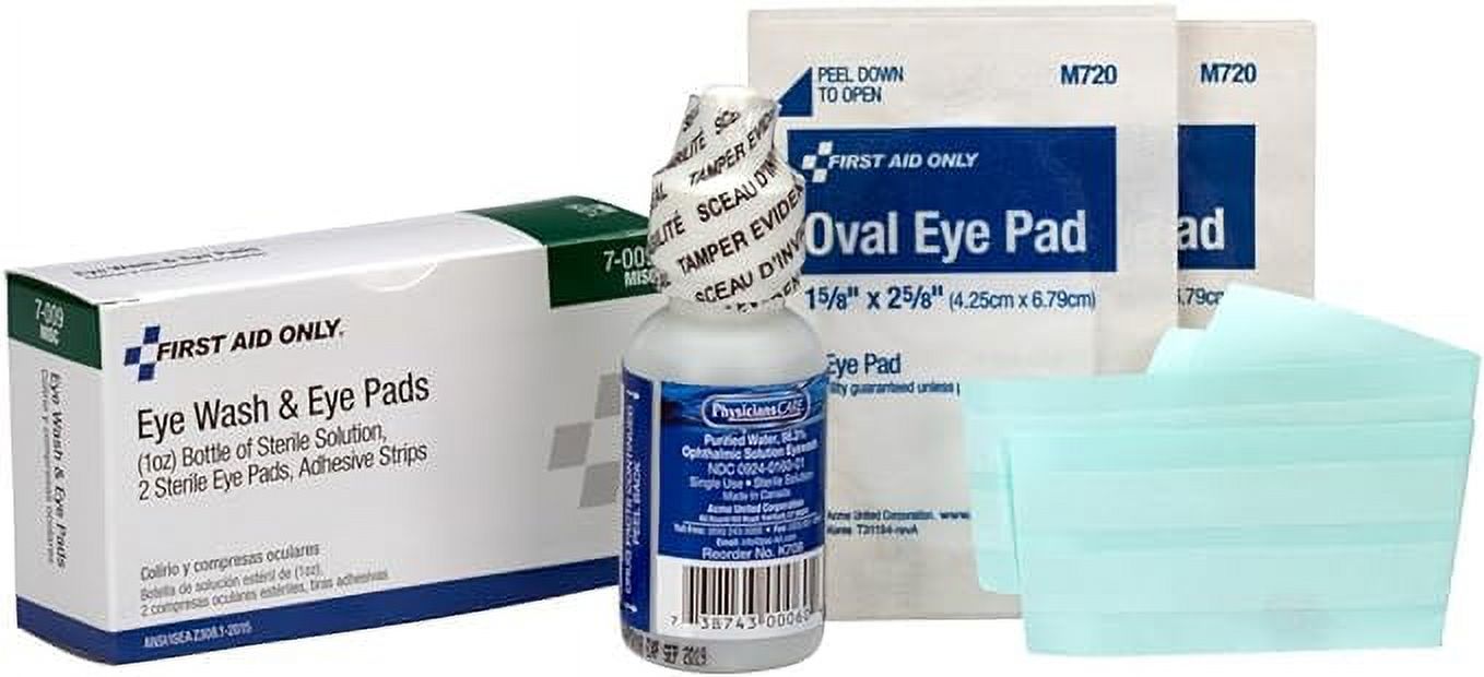 Pac-Kit 7-009 5-Piece Eye Flush Kit with 1 Oz. Eye Wash Solution, 2 Eye ...