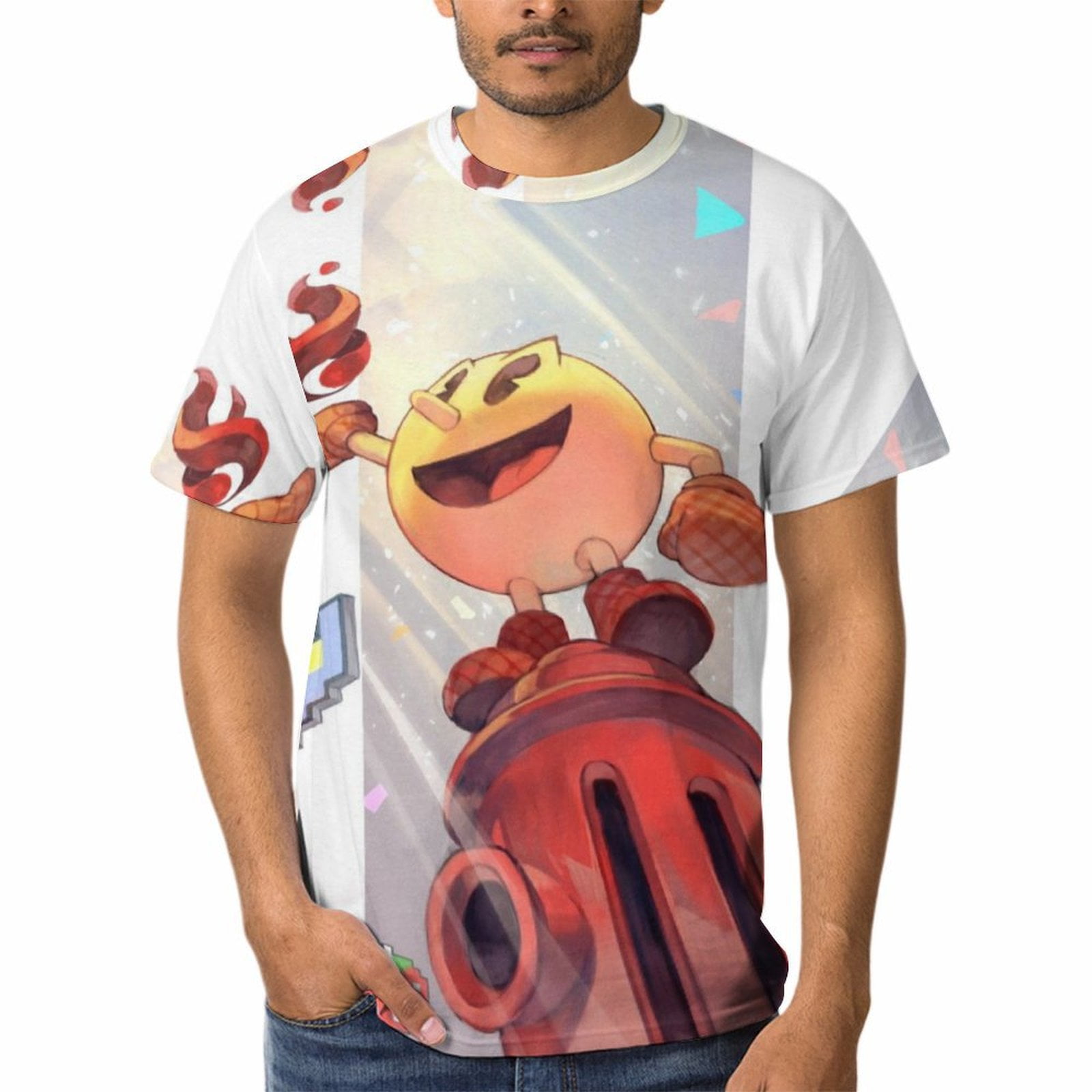 Pac_Man Anime Character T-shirt Summer Round Collar Loose for Men And ...