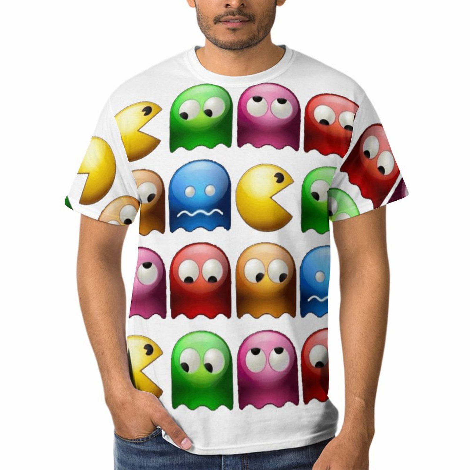 Pac_Man Anime Character T-shirt Summer Round Collar Loose for Men And ...