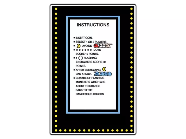 Pac Man Arcade Machine Instructions Waterproof Sticker Phone Decal ...