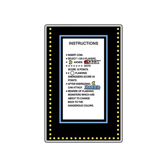 Pac Man Arcade Machine Instructions Waterproof Sticker Phone Decal ...