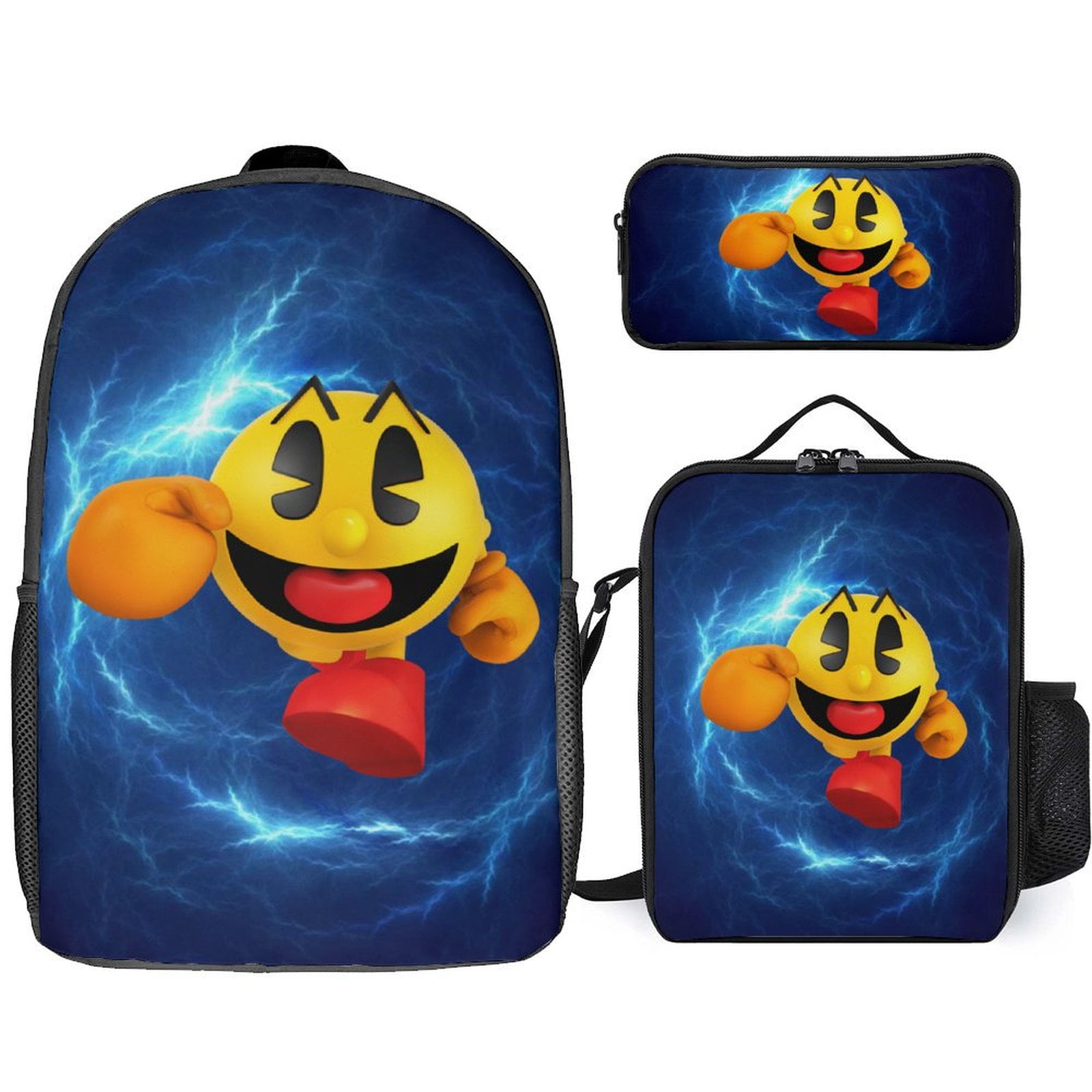 Pac-Man Backpack With Lunch Bag Pencil Case Set Schoolbag Lunchbag ...
