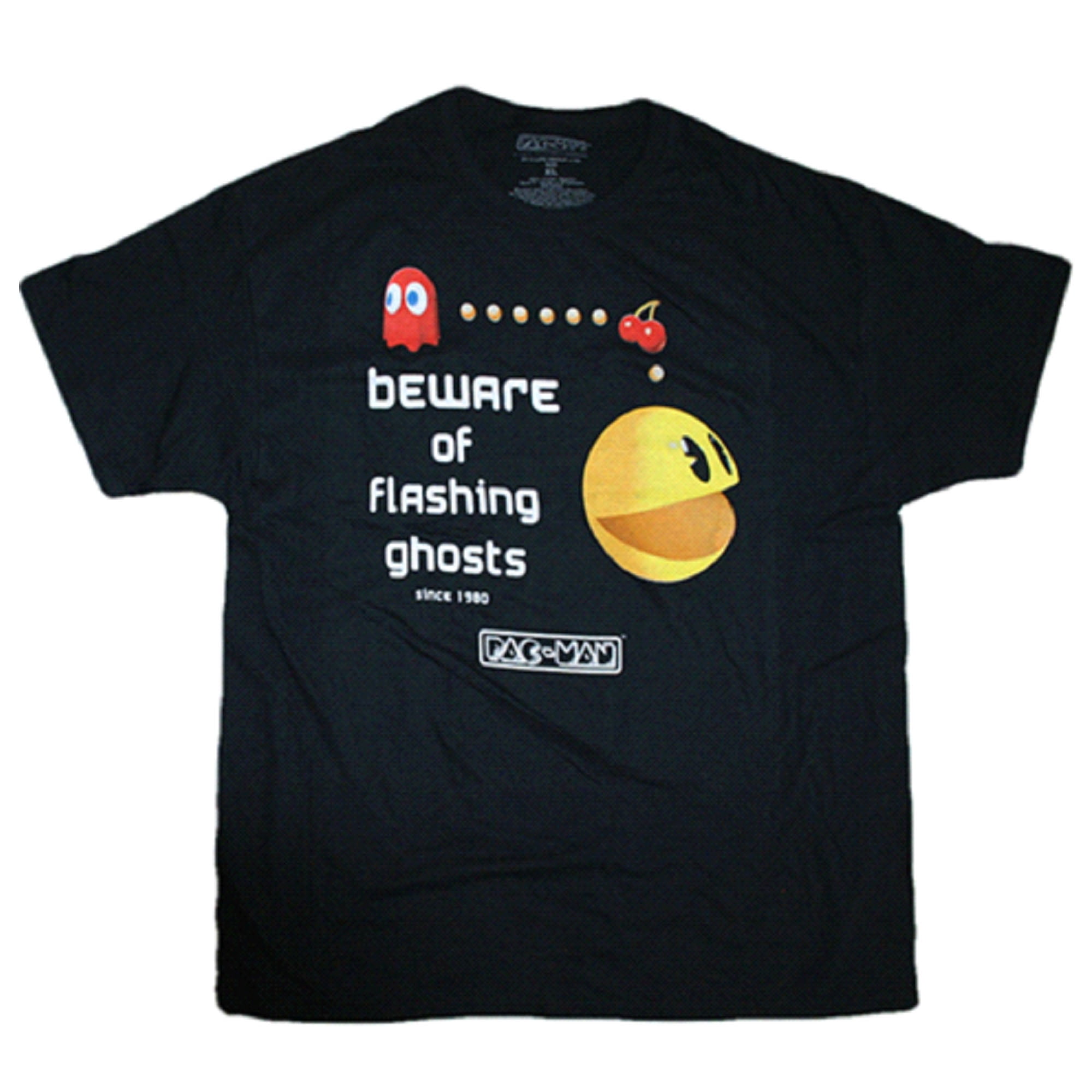 Pac-Man "Beware of Flashing Ghosts" Men's Black T-Shirt (Large) - Walmart.com