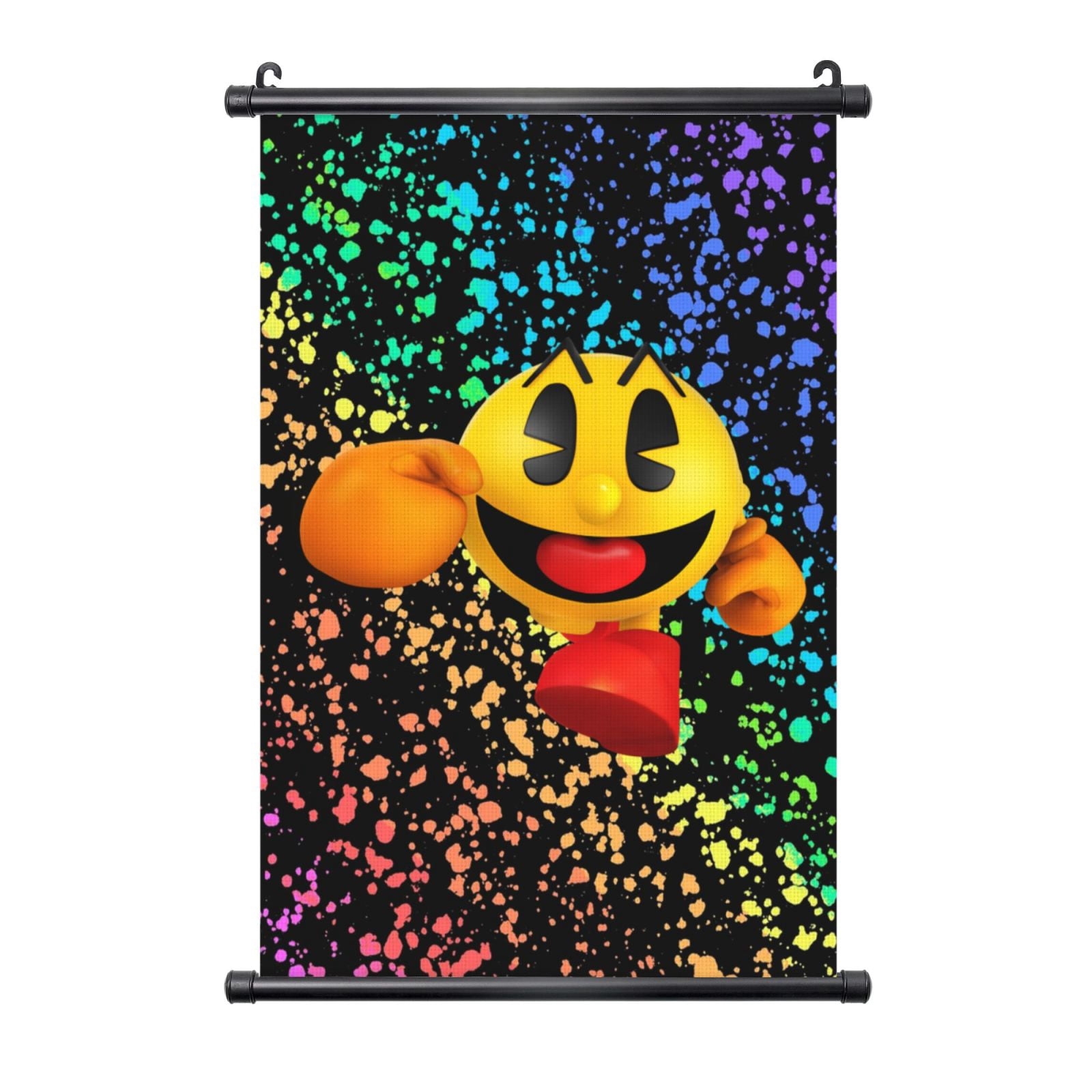 Pac-Man Black Plastic Shaft Hanging Poster Decor Canvas Wall Hanging ...
