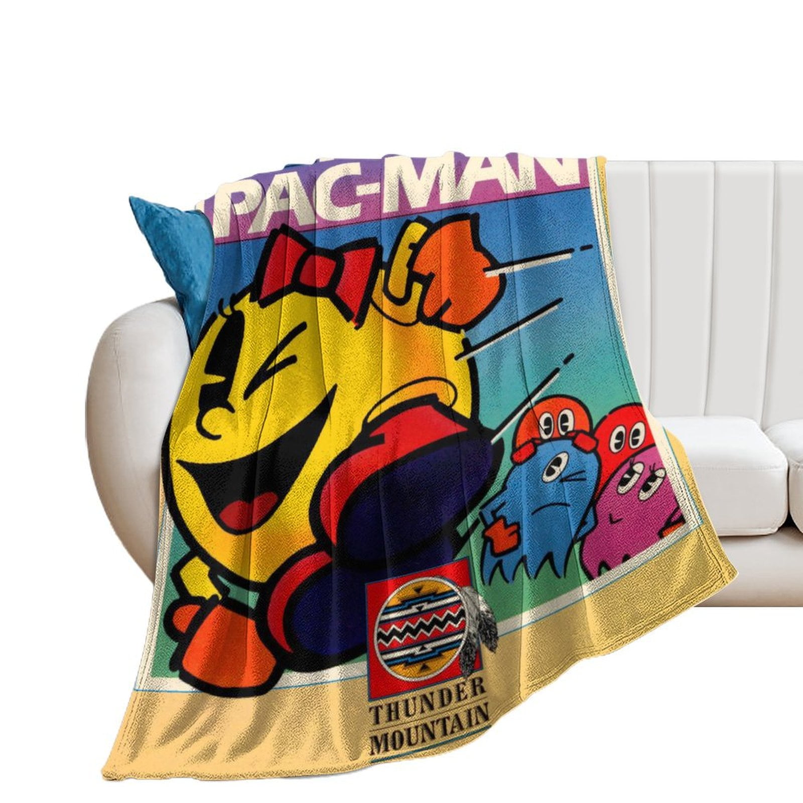 Pac_Man Flannel Printed Graphics Bedsure Blankets Size for Bed Weave ...