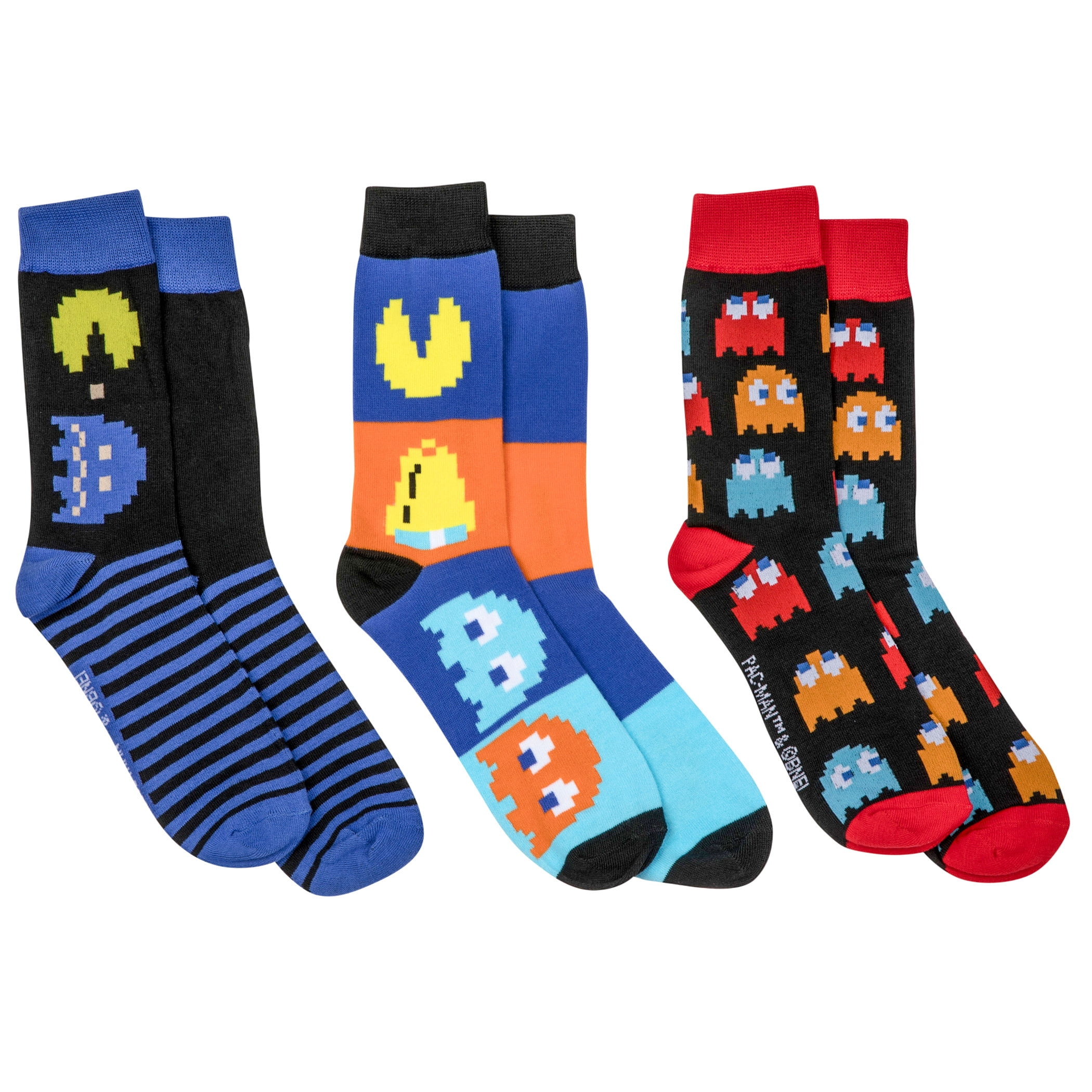 Pac-Man and Ghosts Power Up 3-Pack Crew Socks - Walmart.com
