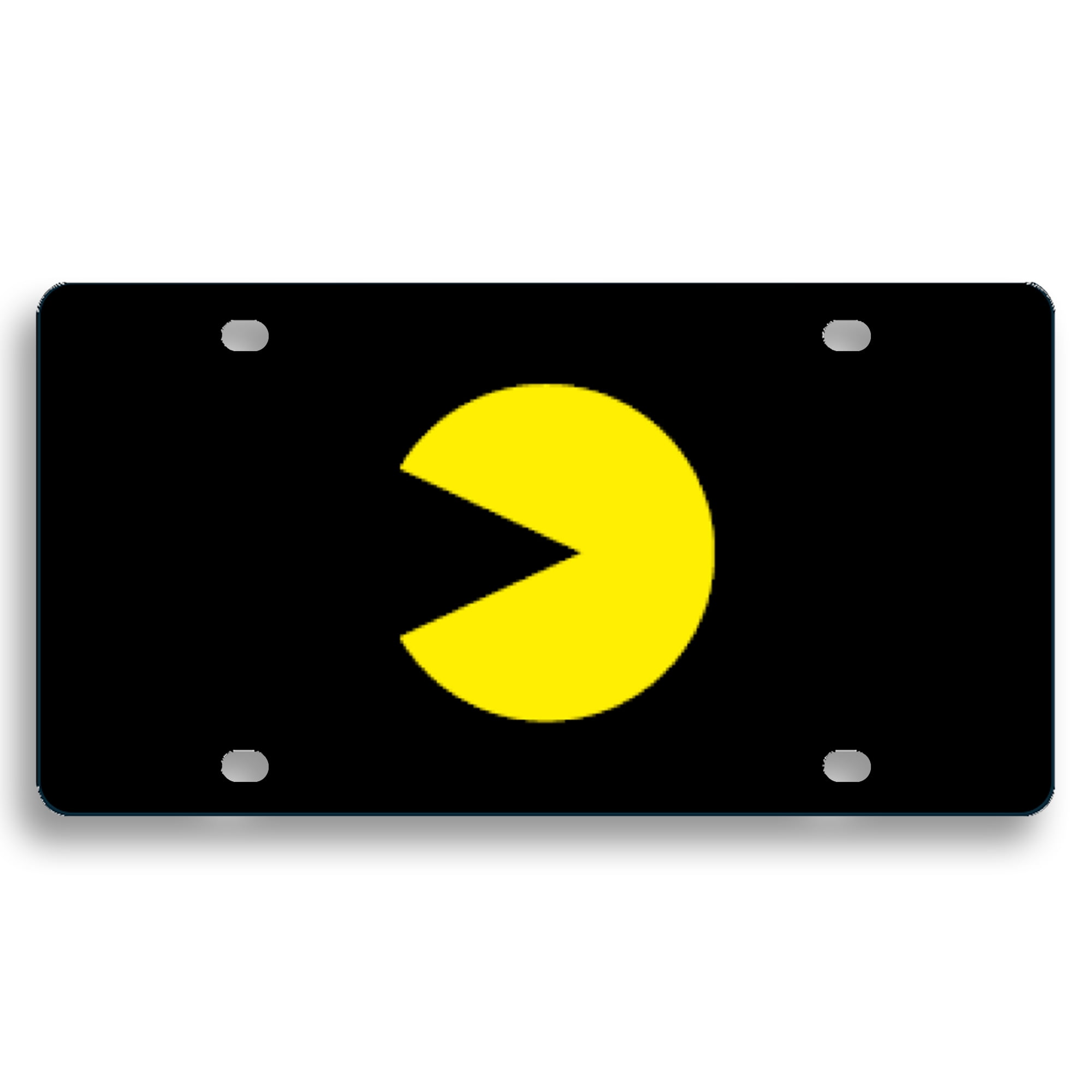 Pac-Man Face Logo Black Acrylic License Plate - Frame Retro Gaming Car ...