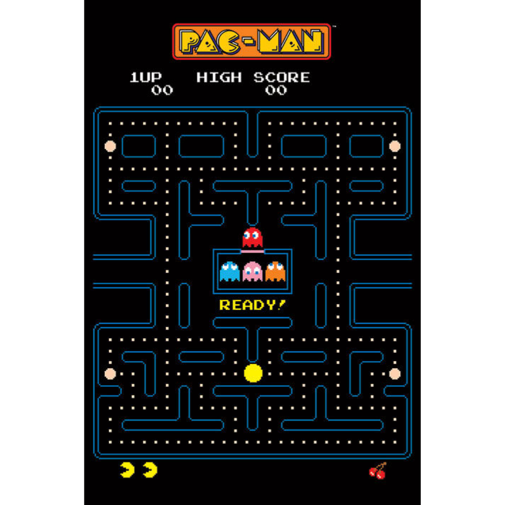 Pac-Man Maze Poster Vintage Style - Walmart.com