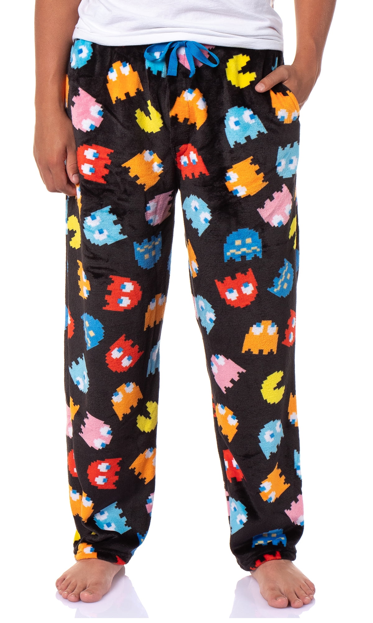 Pac Man Men's AOP Game Ghosts Adult Plush Fleece Lounge Sleep Pajama ...