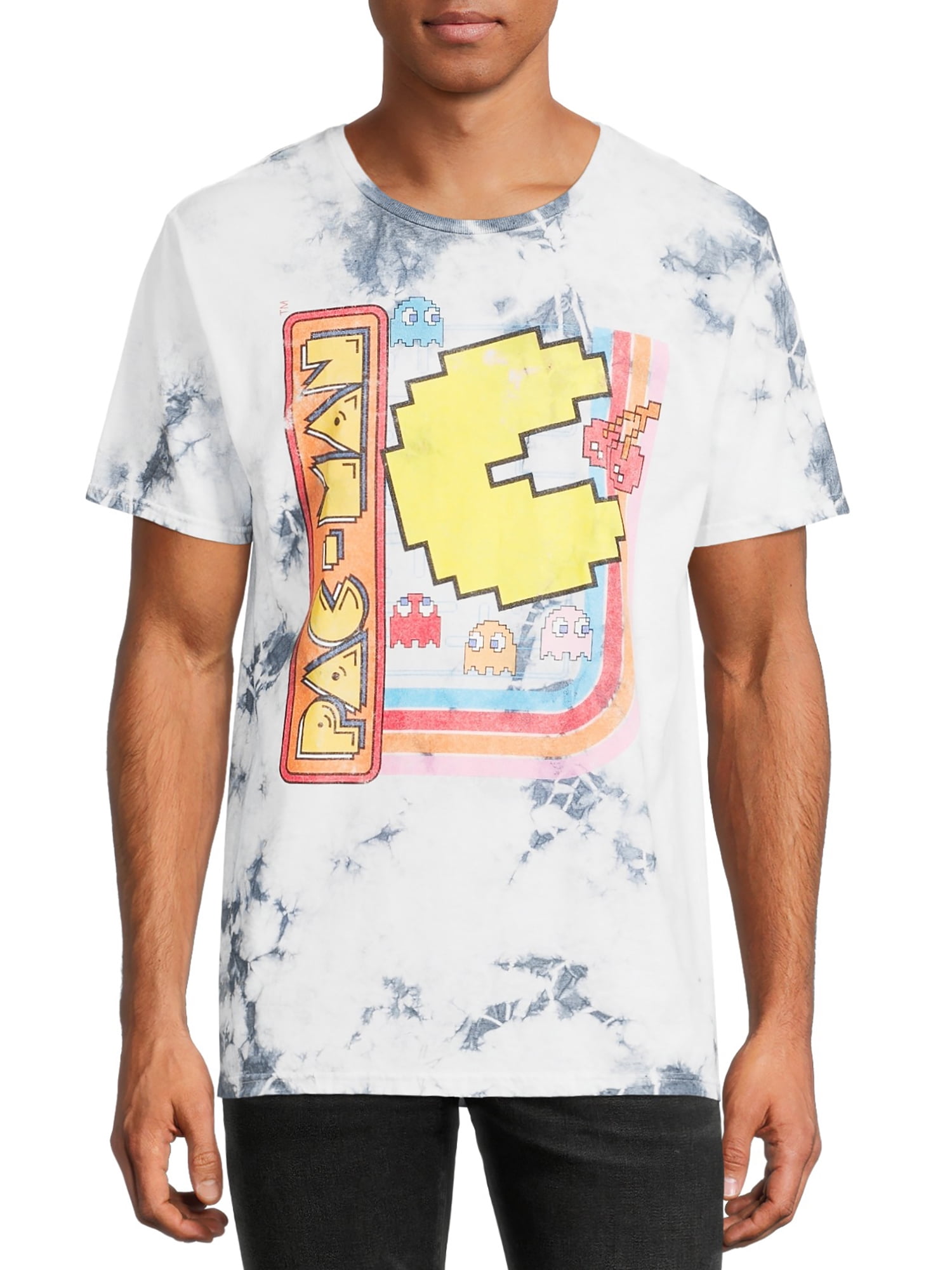 Pac-Man Men's & Big Men's Retro Type Tie Dye Short Sleeve Graphic Tee ...