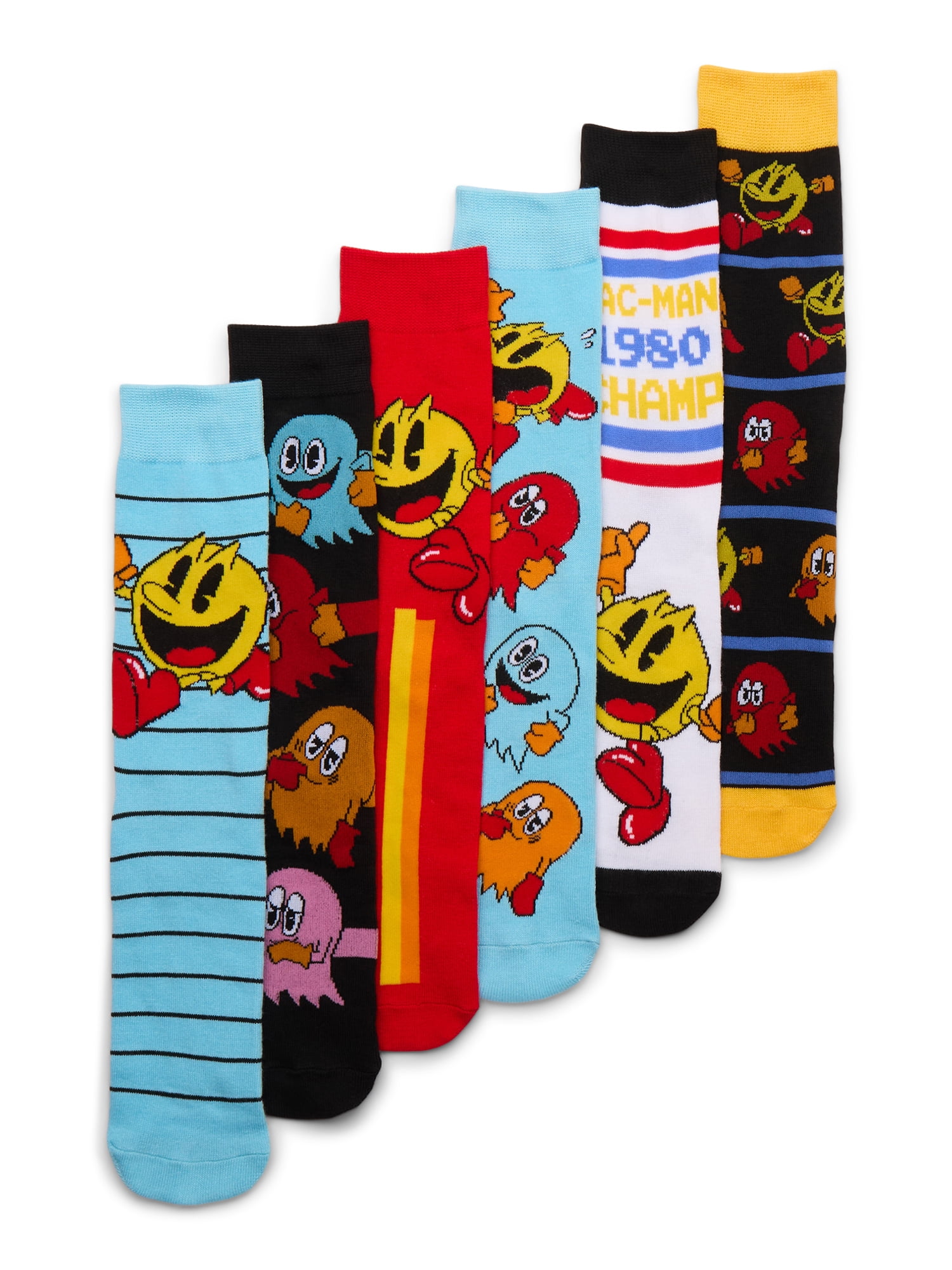 Pac-Man Men's Crew Socks, 6-Pack, Shoe Sizes 8-12 - Walmart.com