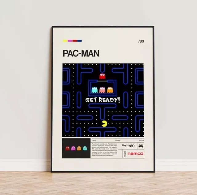 Pac-Man Poster, Video Game Poster, Minimalist Game Print, Gaming Room ...