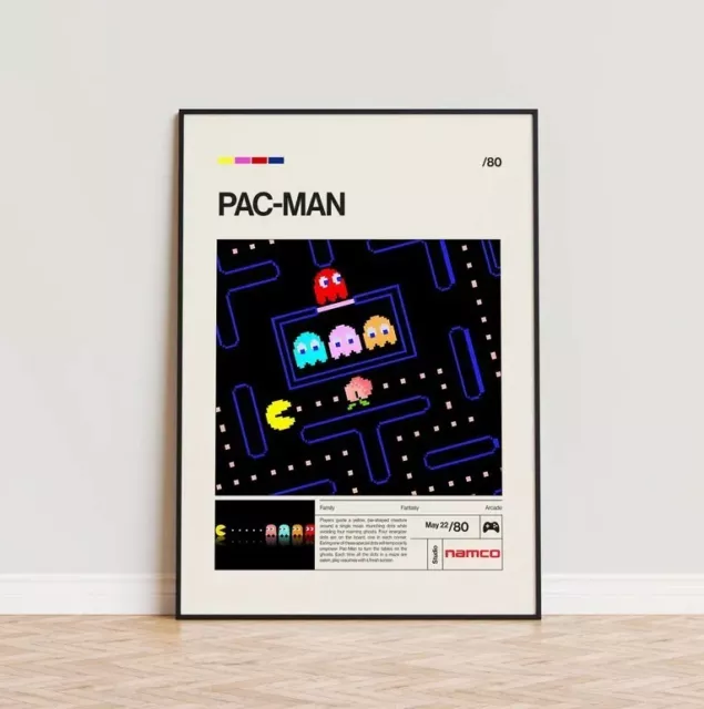 Pac-Man Poster, Video Game Poster, Minimalist Game Print, Gaming Room ...