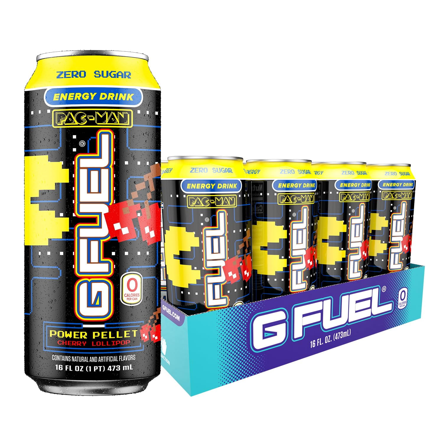 Pac-Man Power Pellet - Cherry Lollipop Energy Drink, 16 oz can, 12-pack ...