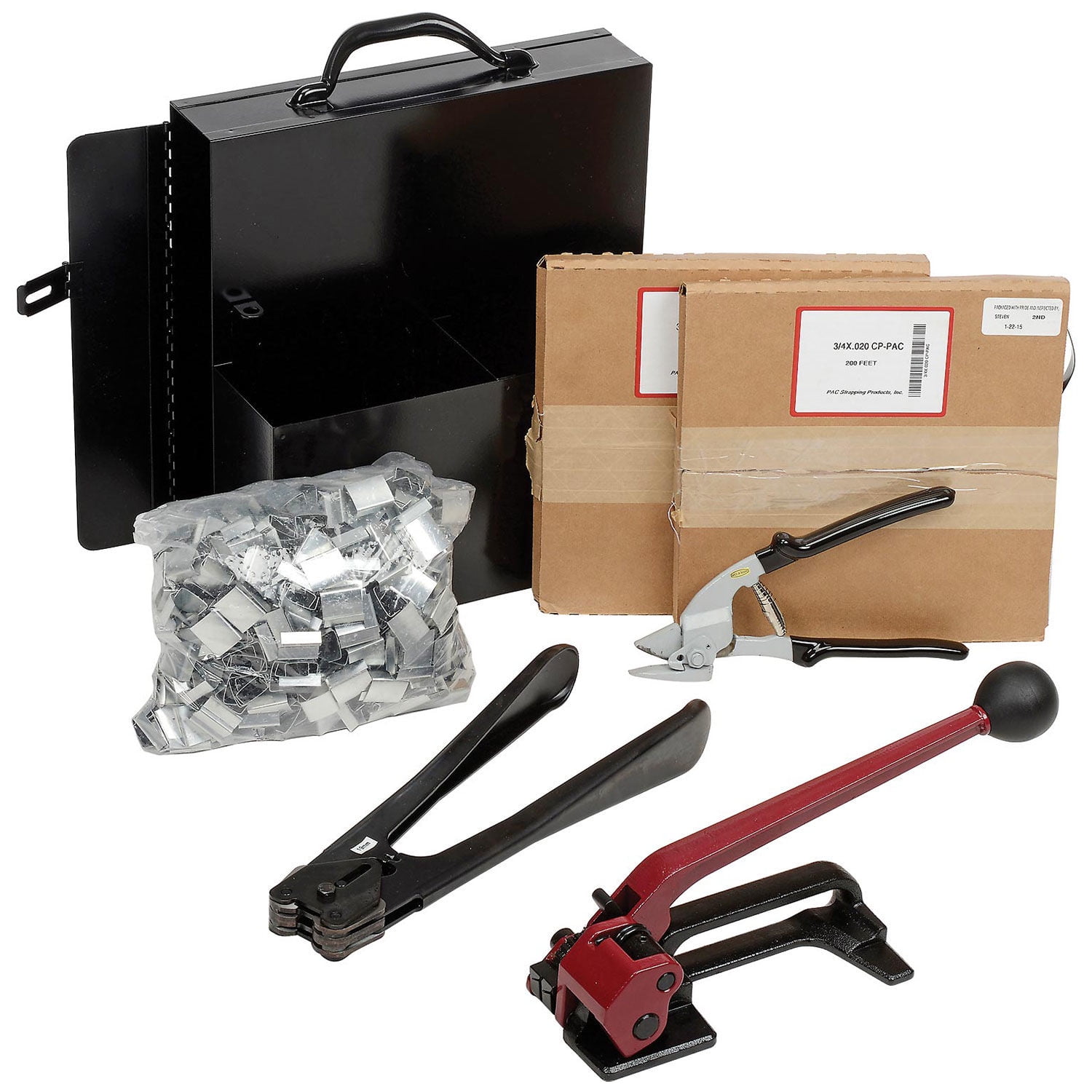 Pac Strapping Steel Kit w/ Tensioner/Sealer/Cutter/Case & Two 1/2 ...