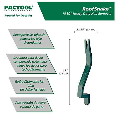 PacTool RS501 Roof Snake Tool - Shingle Pry Bar - Heavy Duty Nail ...