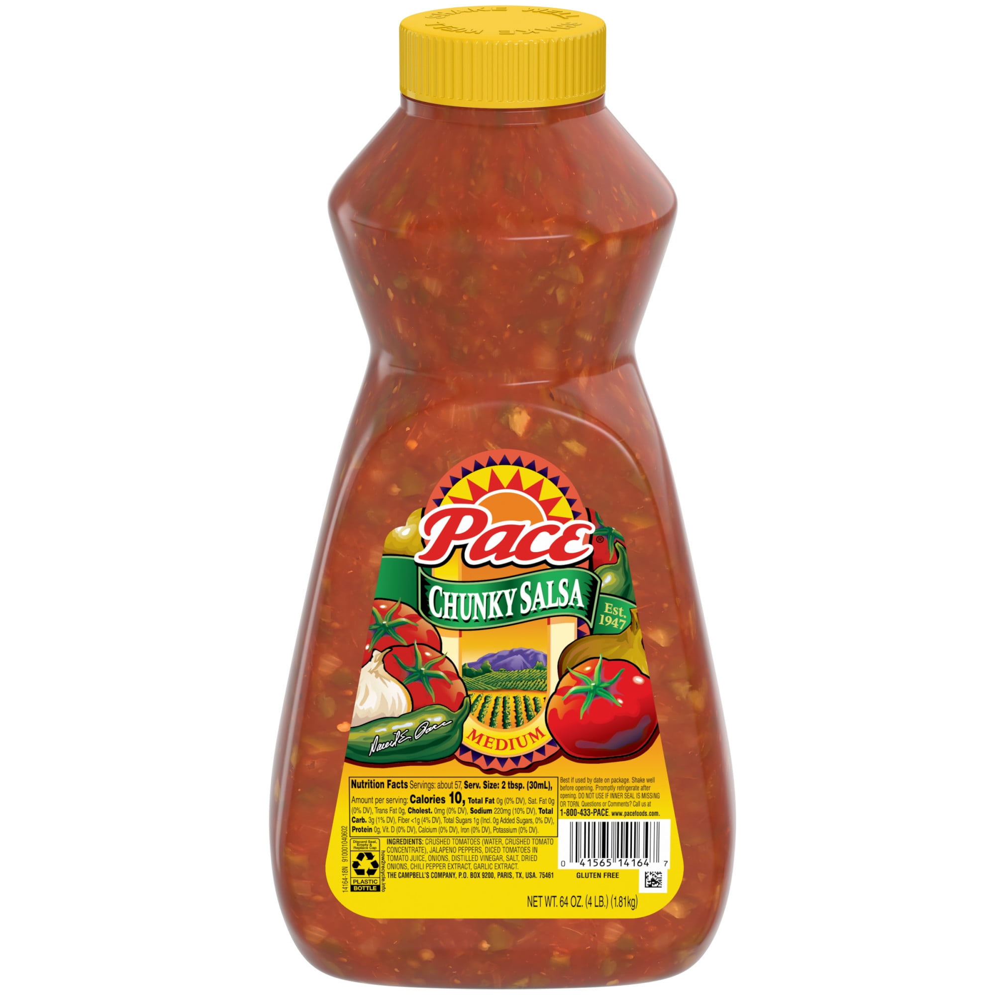Pace Chunky Medium Salsa 64 oz Bottle with Vine-Ripened Tomatoes and ...