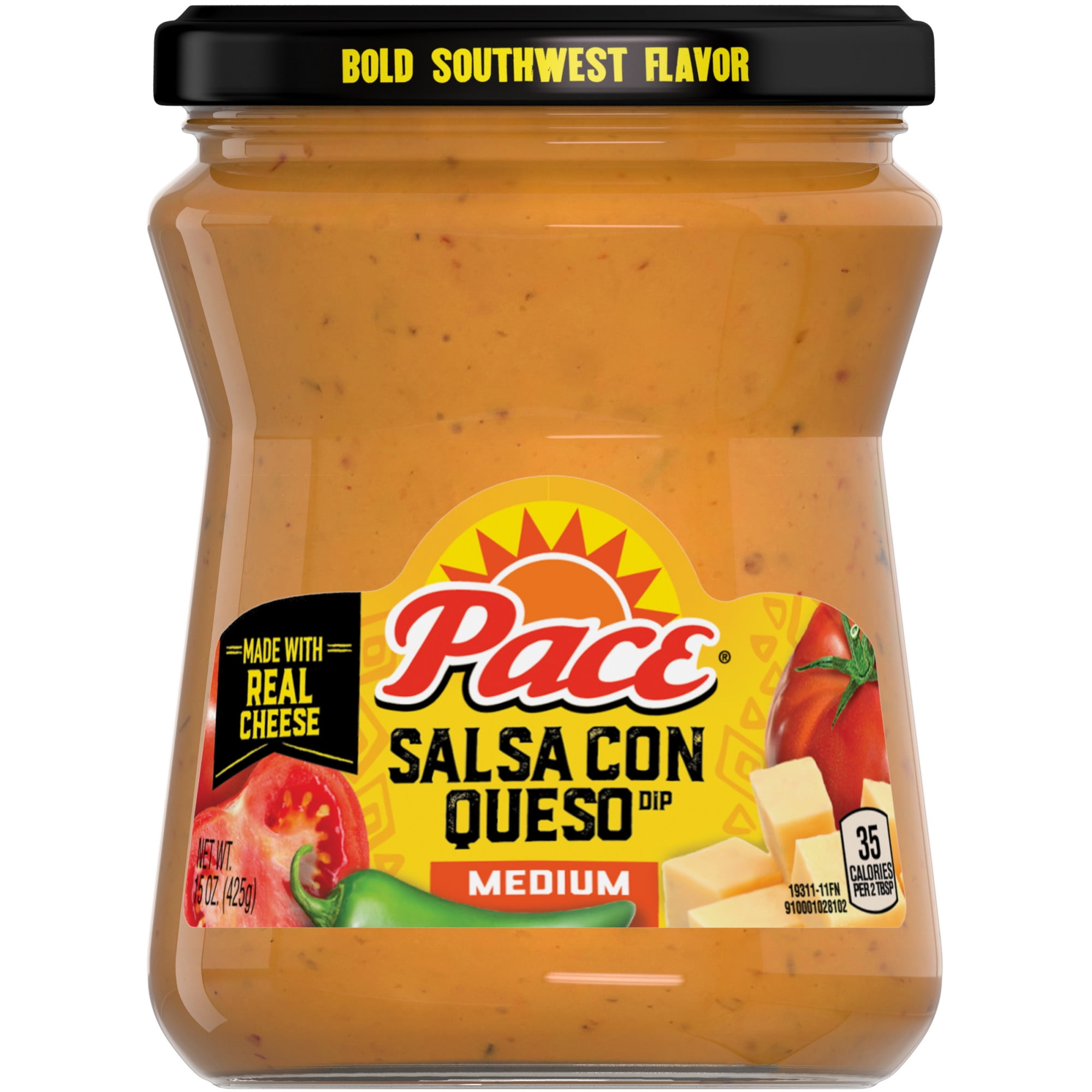 Pace Medium Salsa Con Queso Cheese Dip, Nacho Sauce, 15 Ounce Jar ...
