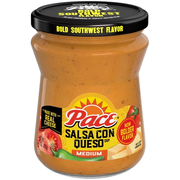Pace Medium Salsa Con Queso Cheese Dip, Nacho Sauce, 15 Ounce Jar ...