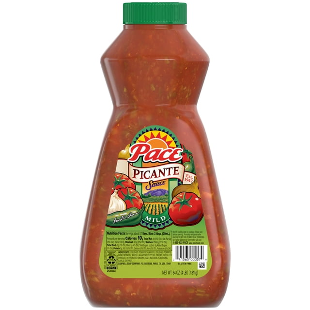 Pace Mild Picante Sauce, Fresh Mexican Chunky Salsa, 64 oz Bottle ...