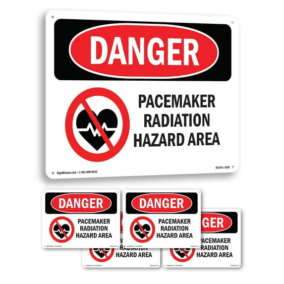 Pacemaker Radiation Hazard Area OSHA Danger Aluminum Sign 24 Inch x 18 ...