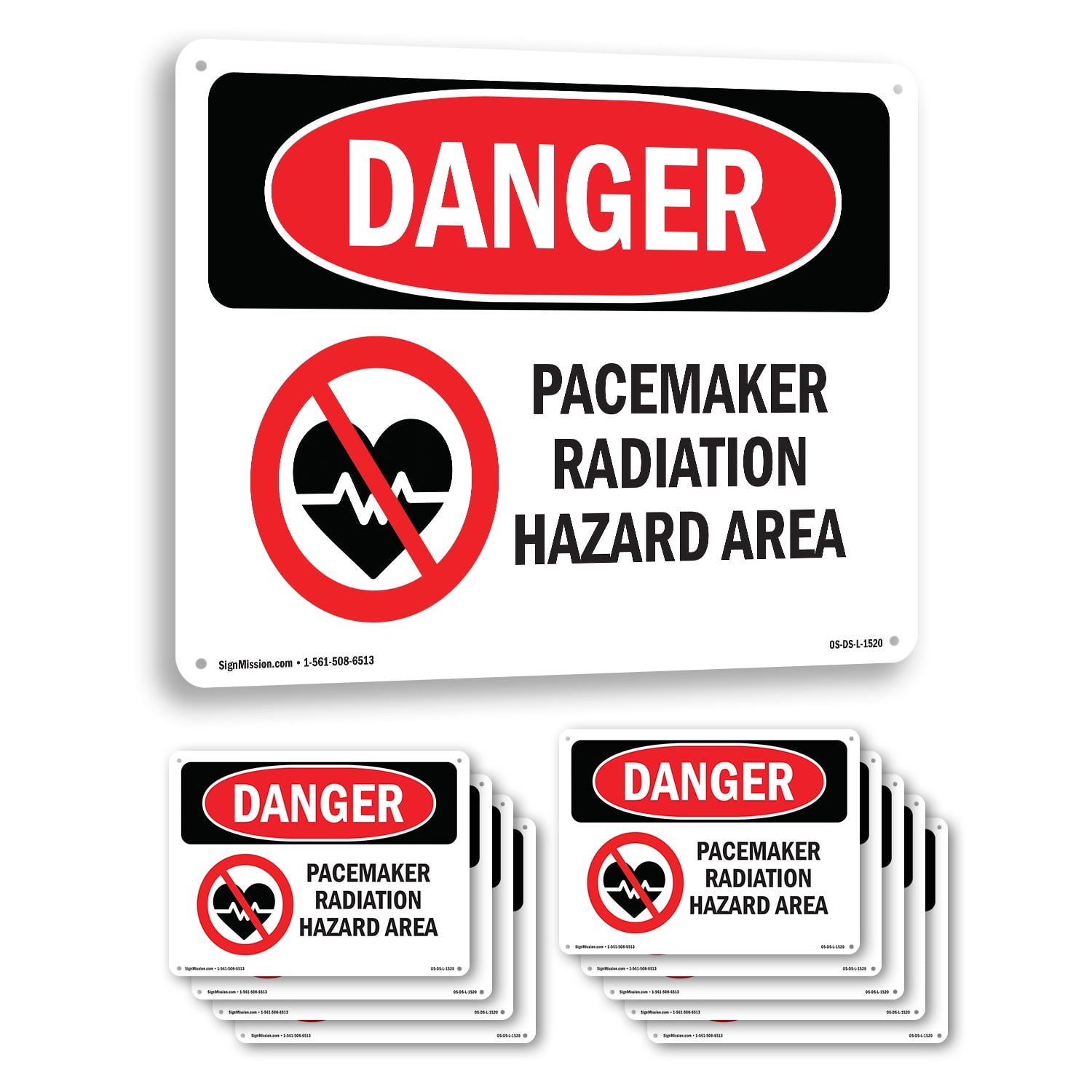 Pacemaker Radiation Hazard Area OSHA Danger Rigid Plastic Sign 24 Inch ...