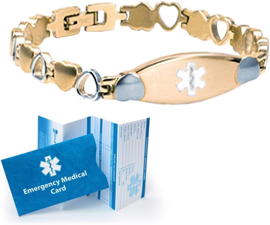 Pacemaker Rose Gold Heart Medical Alert ID Bracelet for Women - 8.0 ...